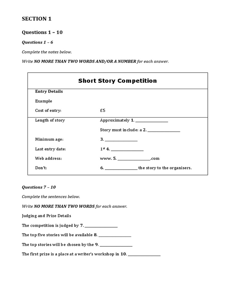 Section 1: Questions 1 - 10 | PDF