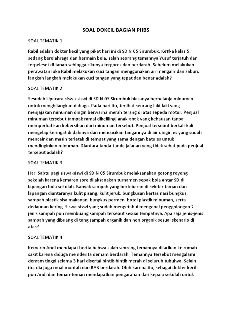 Soal Dokcil Bagian Phbs | PDF