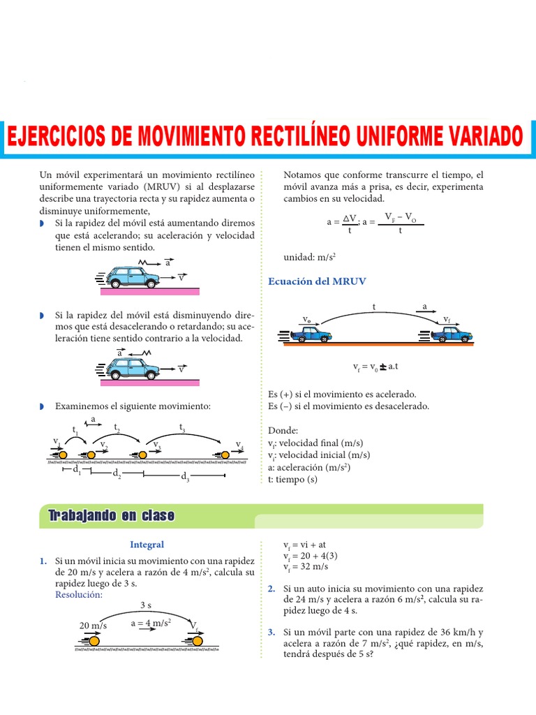 T6Movimiento Rectilíneo Uniforme Variado para Tercer Grado de ...