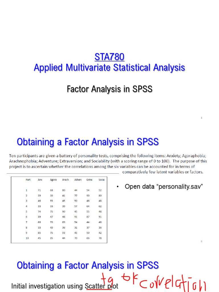 STA780 Wk6 Factor Analysis-SPSS | PDF | Factor Analysis | Statistical Analysis