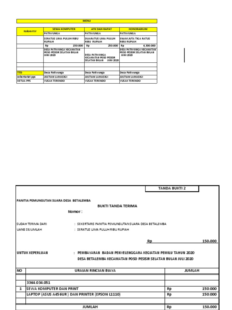 Kwitansi Sewa Komputer | PDF
