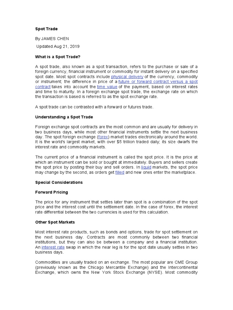 Spot Trading Essentials | PDF | Spot Contract | Foreign Exchange Market