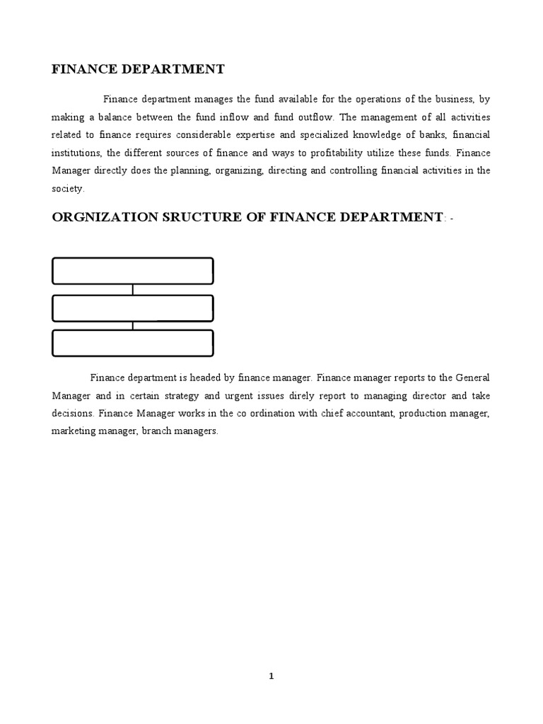PROJECT REPORT 1 - Finance Department | PDF | Career & Growth | Finance ...