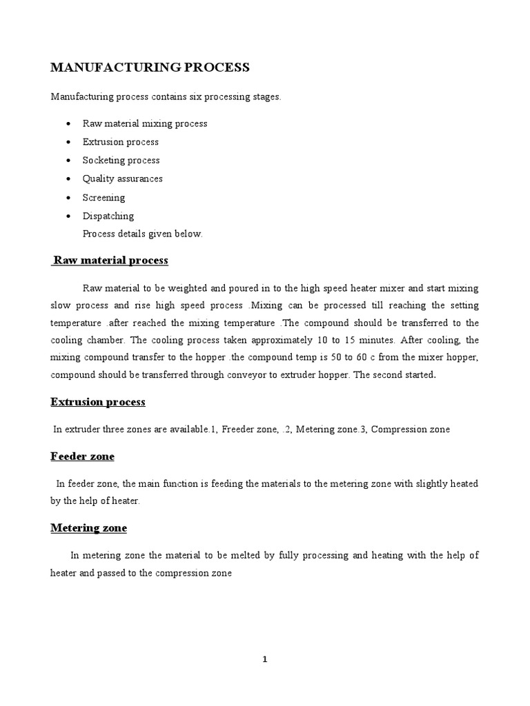 PROJECT REPORT 1 - Manufacture Process | Download Free PDF | Extrusion ...