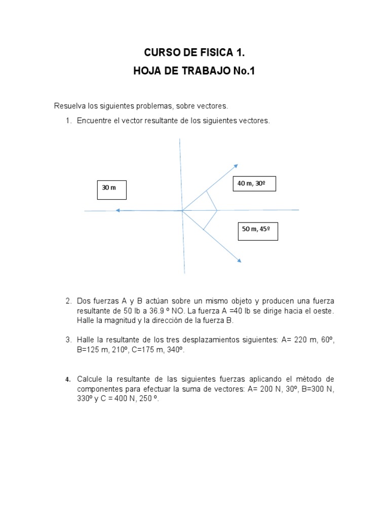 Fisica 1. Hoja de Trabajo No 1 | PDF