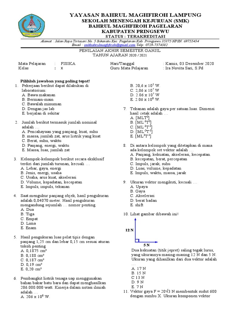 Soal Pas Fisika 2020 | PDF