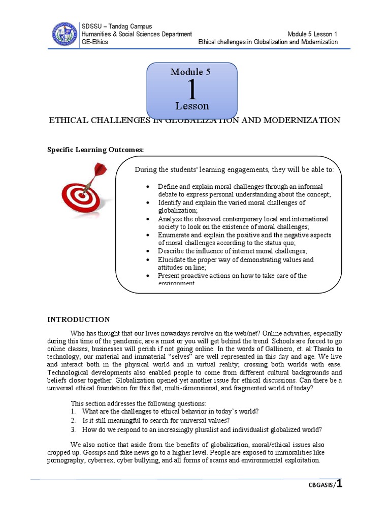10th GLOBALIZATION AND ETHICAL CHALLENGES M5L1 | PDF | Morality ...