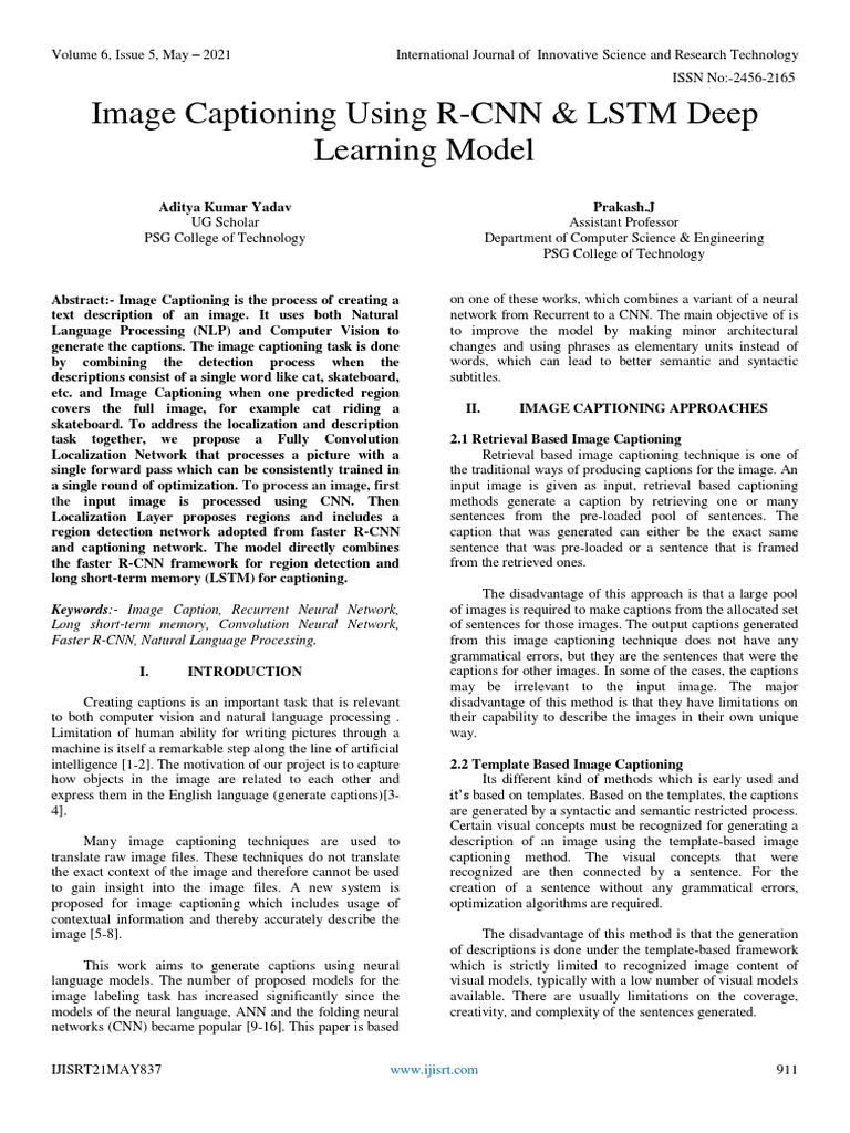 Image Captioning Using R-CNN & LSTM Deep Learning Model | Download Free ...