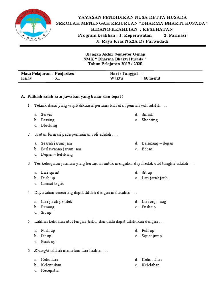 Soal Penjas Uas Genap XI | PDF