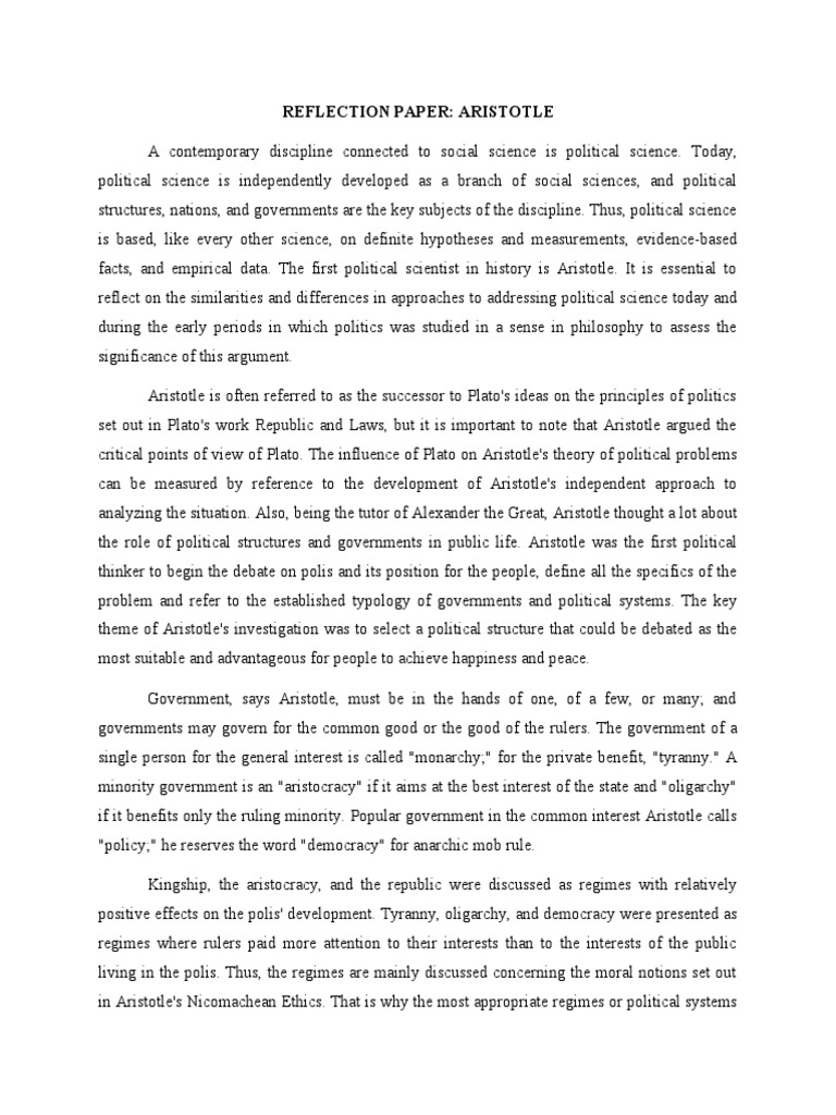 Reflection Paper: Aristotle | Download Free PDF | Aristotle | Science