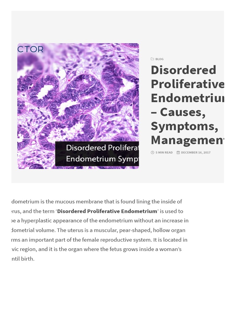 Disordered Proliferative Endometrium Causes and Symptoms | PDF ...