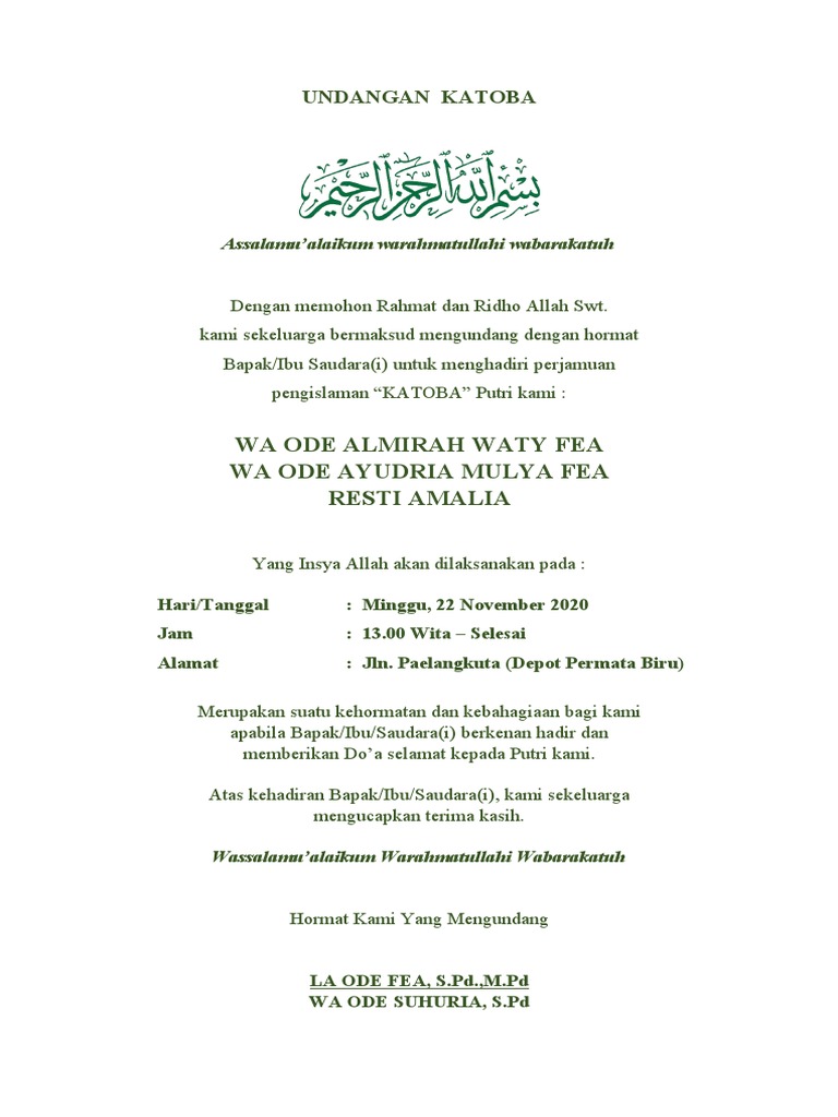 Undangan Katoba | PDF