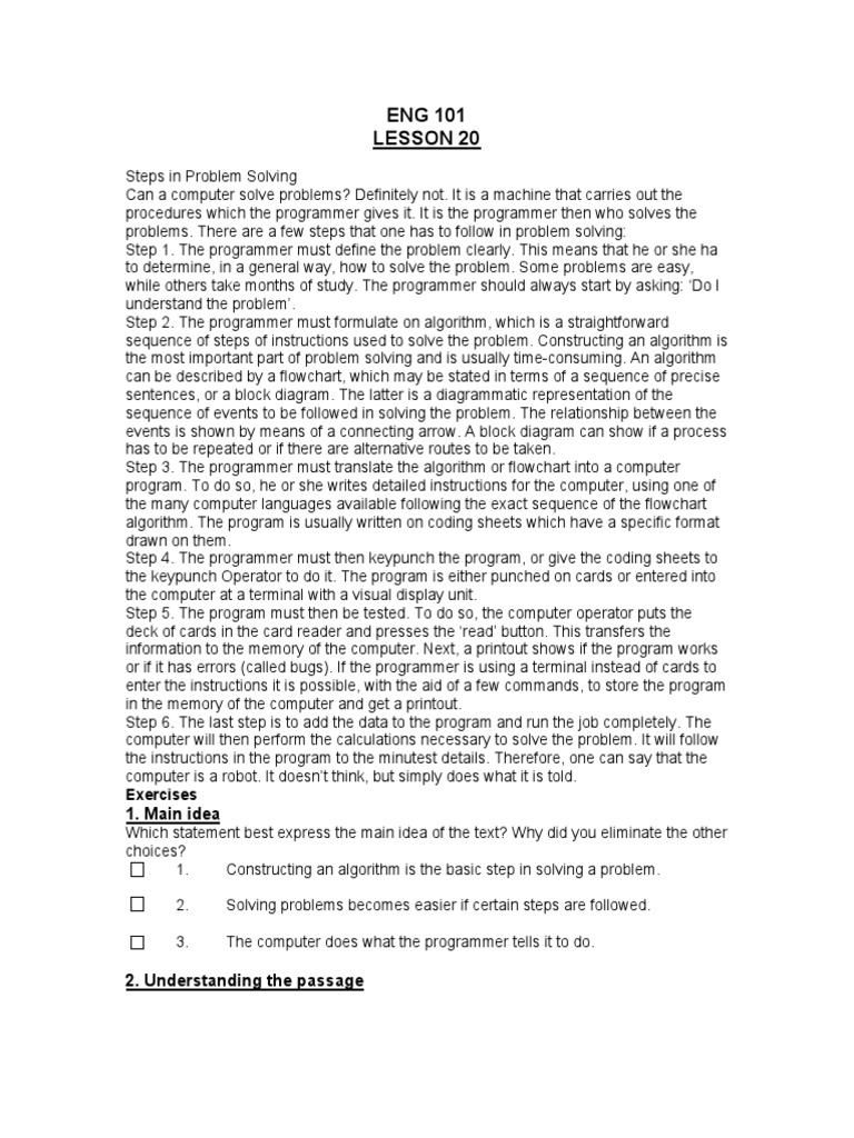 Eng101 Lesson20 | PDF | Computer Program | Programming