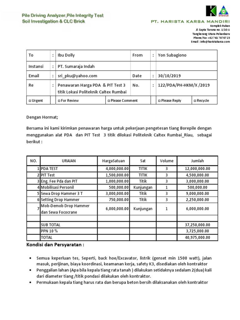 122 PNW PDA & PIT Test +drop Hammer Lokasi Politeknik Caltex Riau | PDF