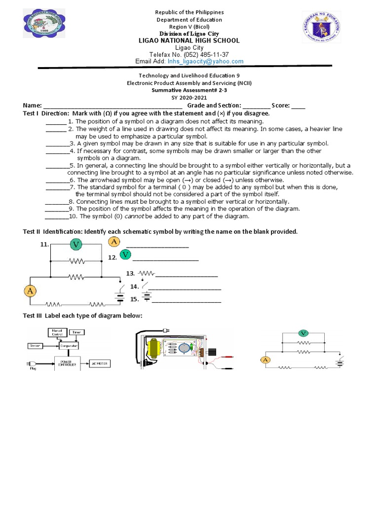 TLE 9 Electronic Assembly Test | PDF