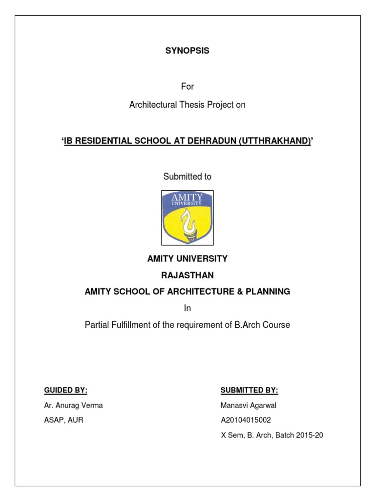Synopsis: For Architectural Thesis Project On | PDF | Climate ...