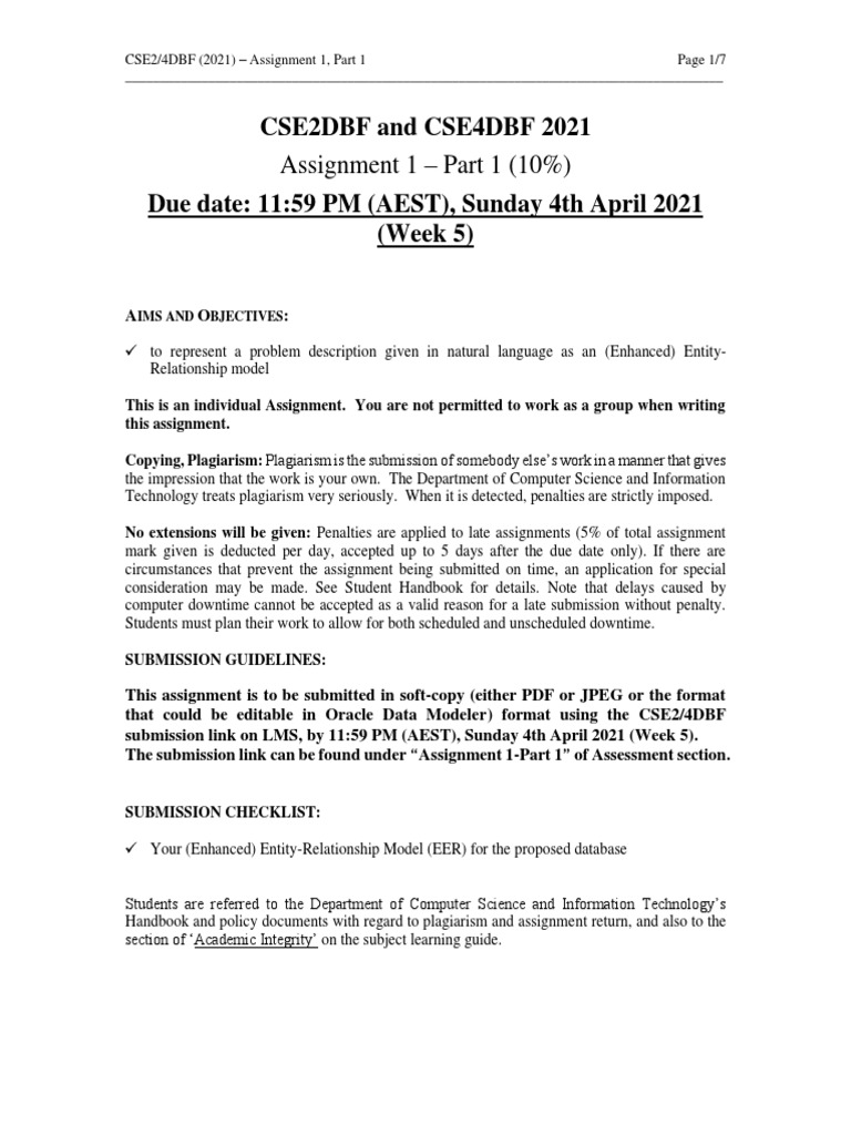 CSE2DBF and CSE4DBF 2021: Assignment 1 - Part 1 (10%) | PDF | Franchising | Employment