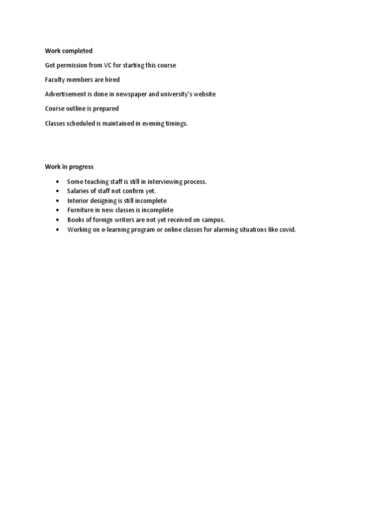 Work Completed | PDF