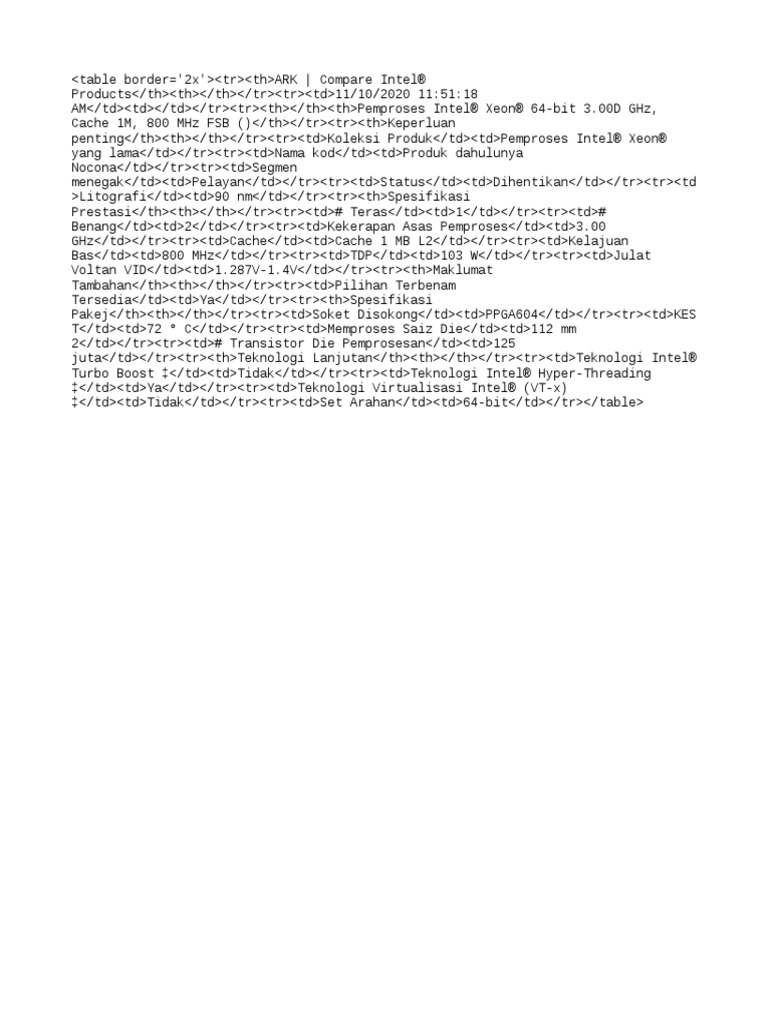 Intel ARK SpecificationsChart 2020 11 10 | PDF | Computers