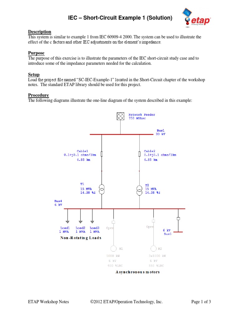 IEC - Short-Circuit Example 1 (Solution) : Description | PDF ...