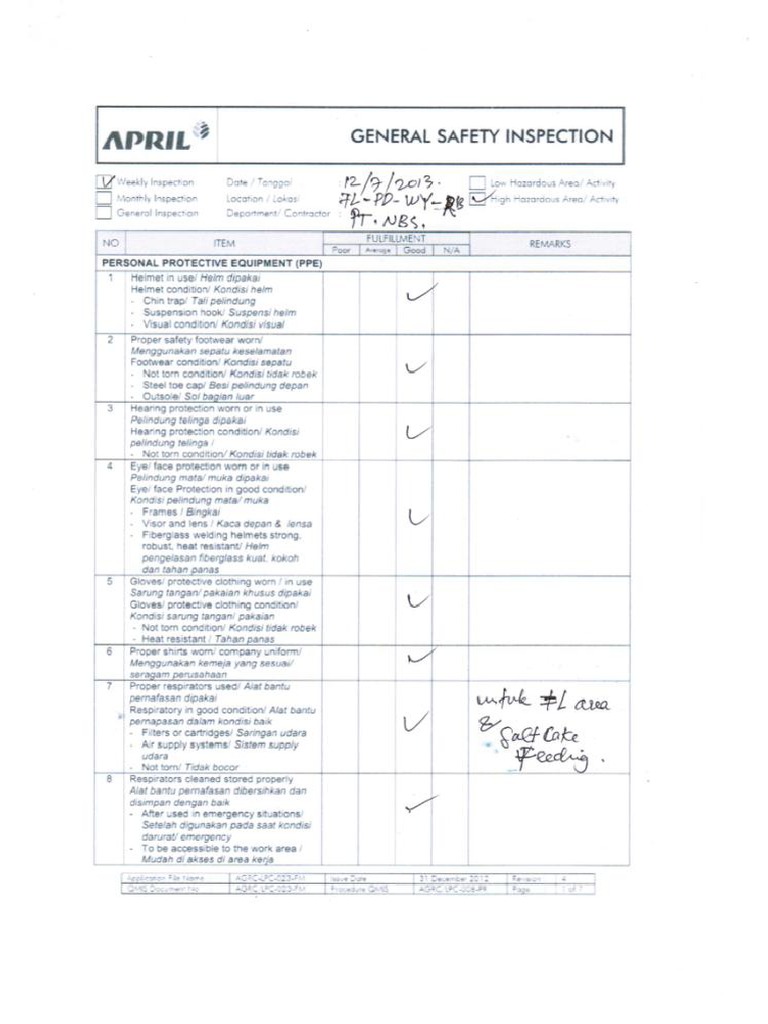 General Safety Inspection | PDF