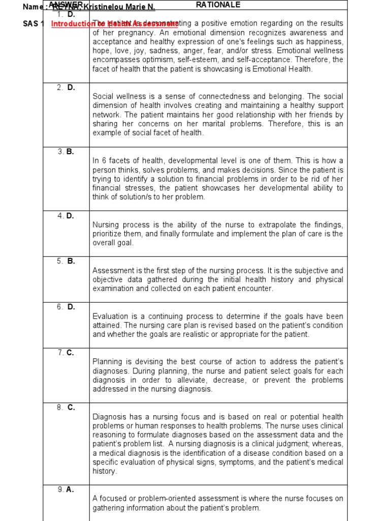 Sas 1 Ha | PDF | Medical Diagnosis | Nursing