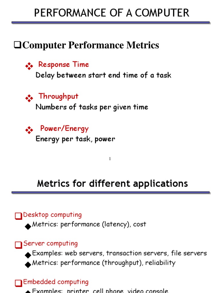Understanding Computer Performance: An Analysis of Metrics, Applications, and Factors That ...