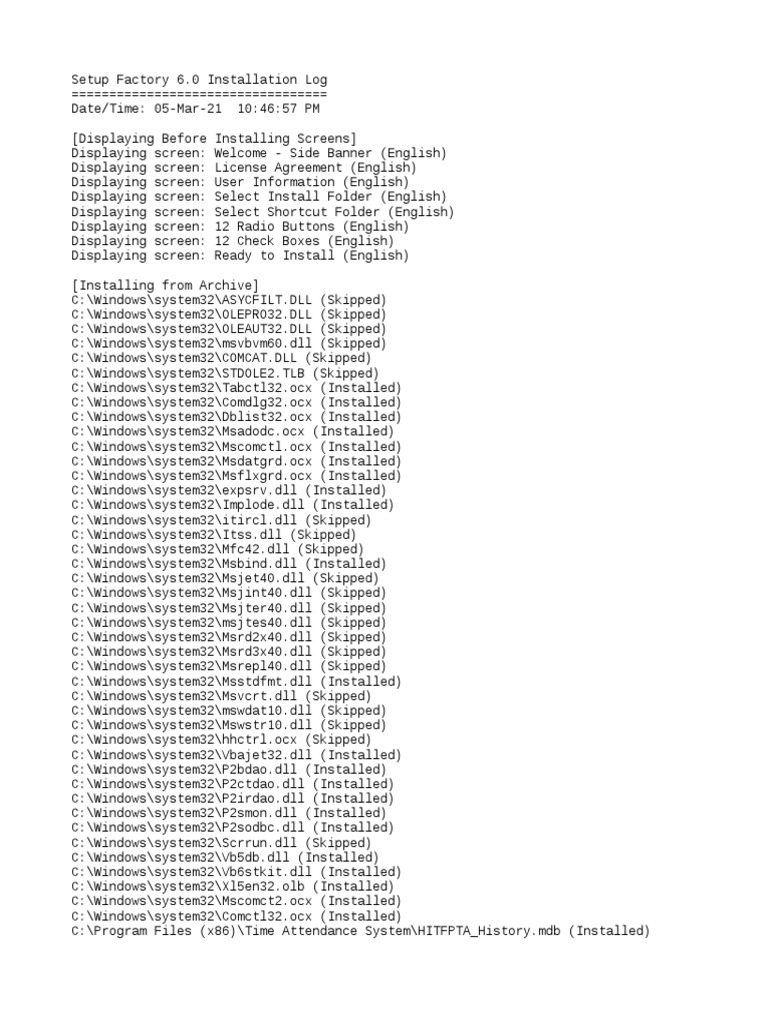 Time Attendance System Setup Log | PDF | Computer Architecture | Computing