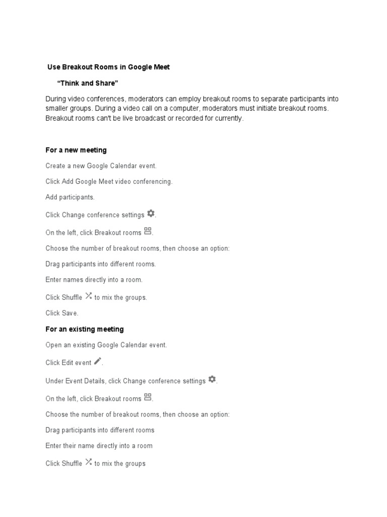 Google Meet Breakout Rooms Guide | PDF | Reading Comprehension ...