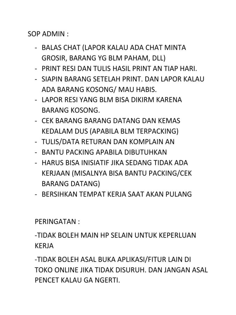 Sop Admin | PDF | Komputer