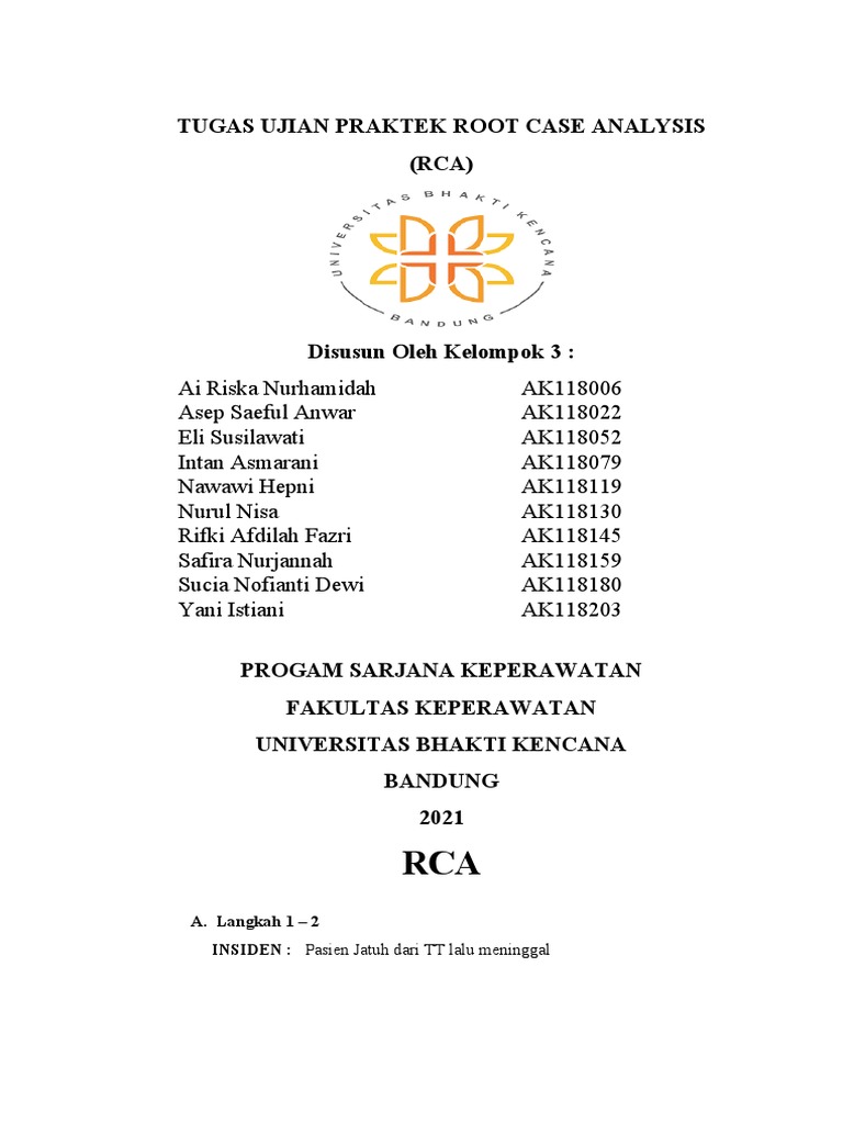 Tugas Ujian Praktek K3 Kelompok 3 (Rca) | PDF
