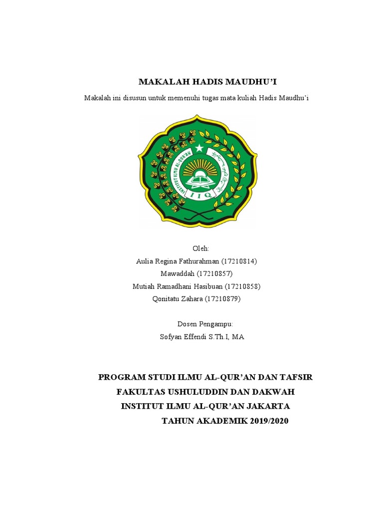 Hadis Maudhui Kelompok 8 | PDF