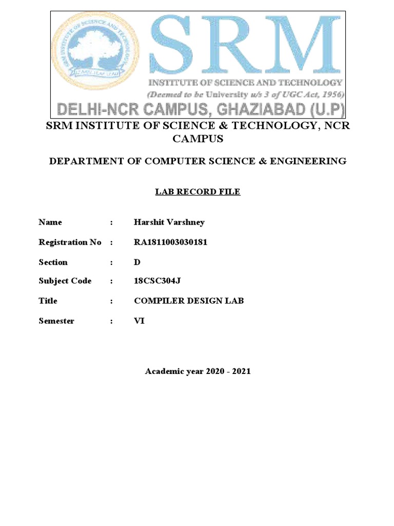 CD Lab File 181 | PDF | C (Programming Language) | C++
