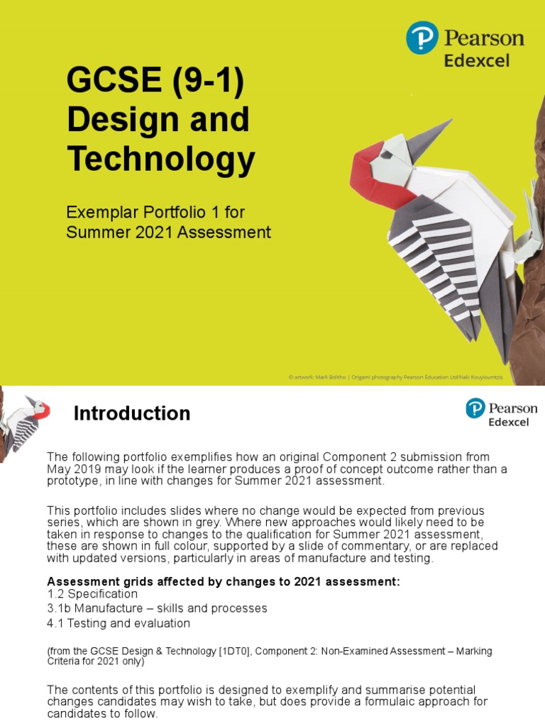 Gcse D&T Summer 2021 Exemplar Portfolio 1 | PDF