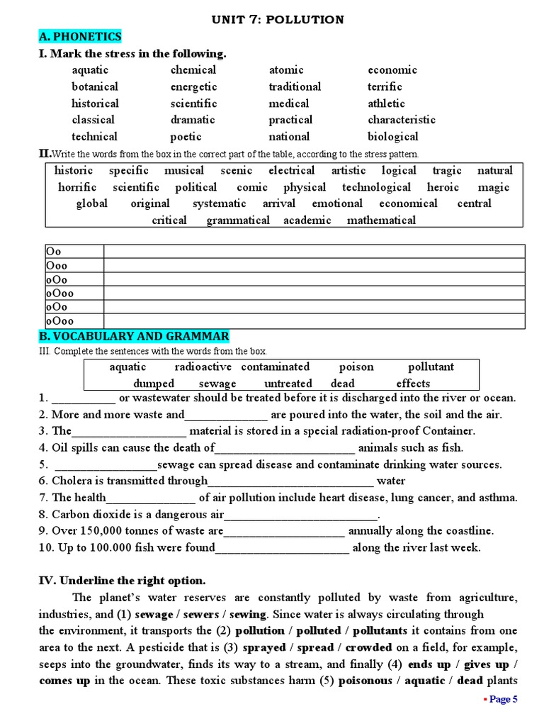 E8 Unit 7 | PDF | Water Pollution | Pollution