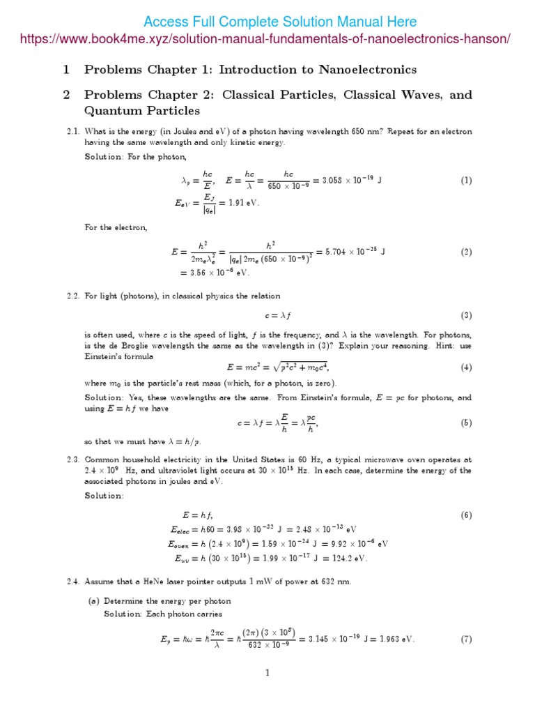 Chapter 2 Solution | PDF | Electronvolt | Momentum