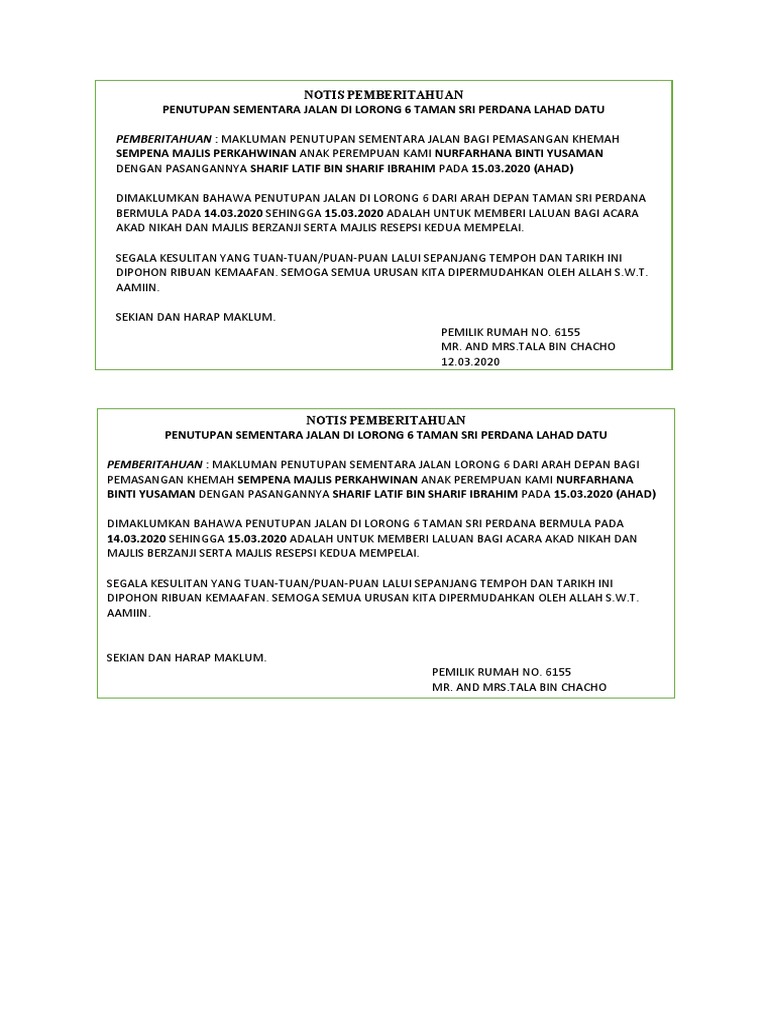 Notis Pemberitahuan Pdf