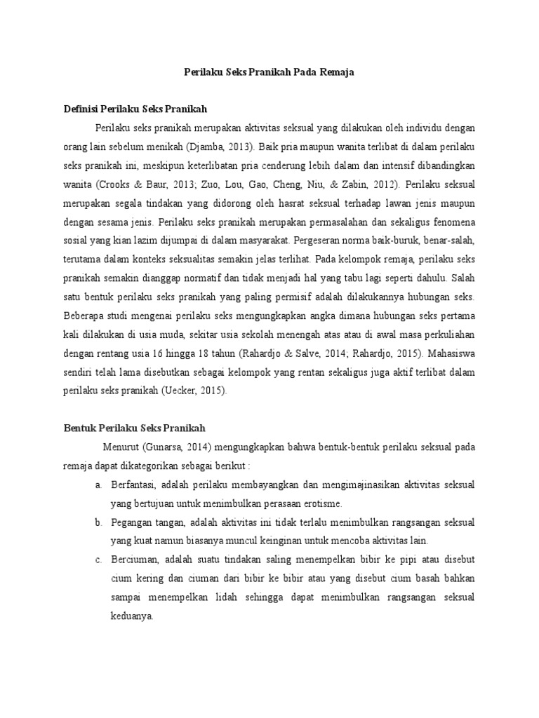 Perilaku Seks Pranikah Pada Remaja | PDF