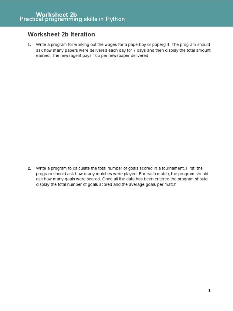 Python Skills Worksheet 2b | PDF | Law