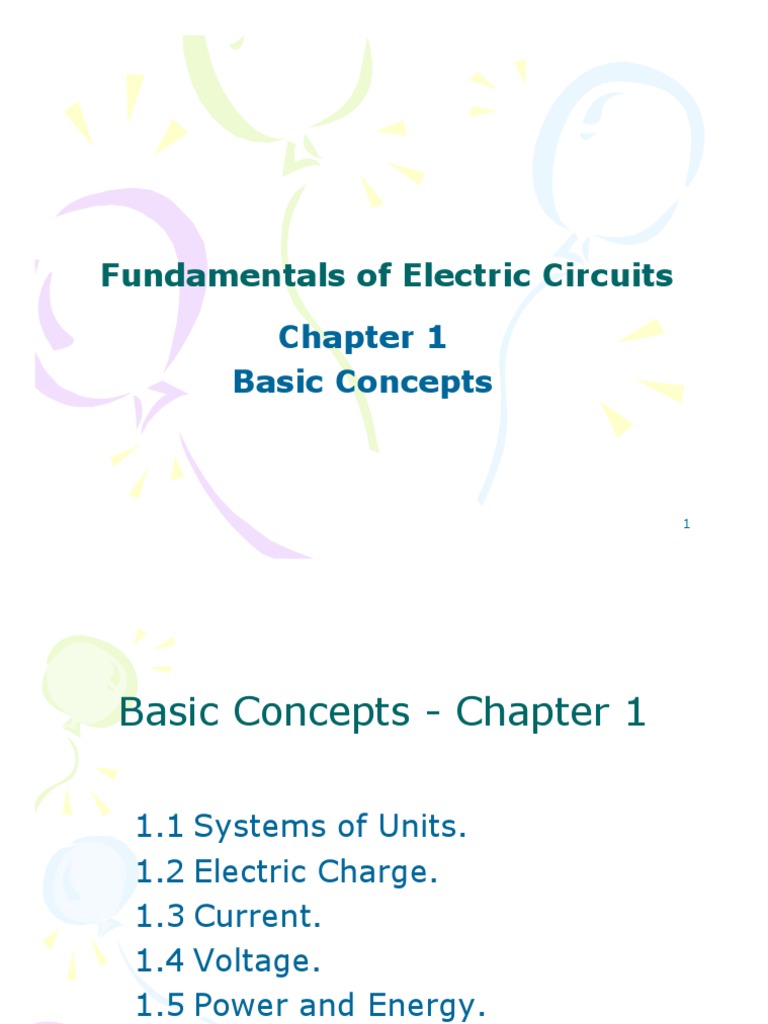 Fundamentals of Electric Circuits Basic Concepts | PDF | Electric ...