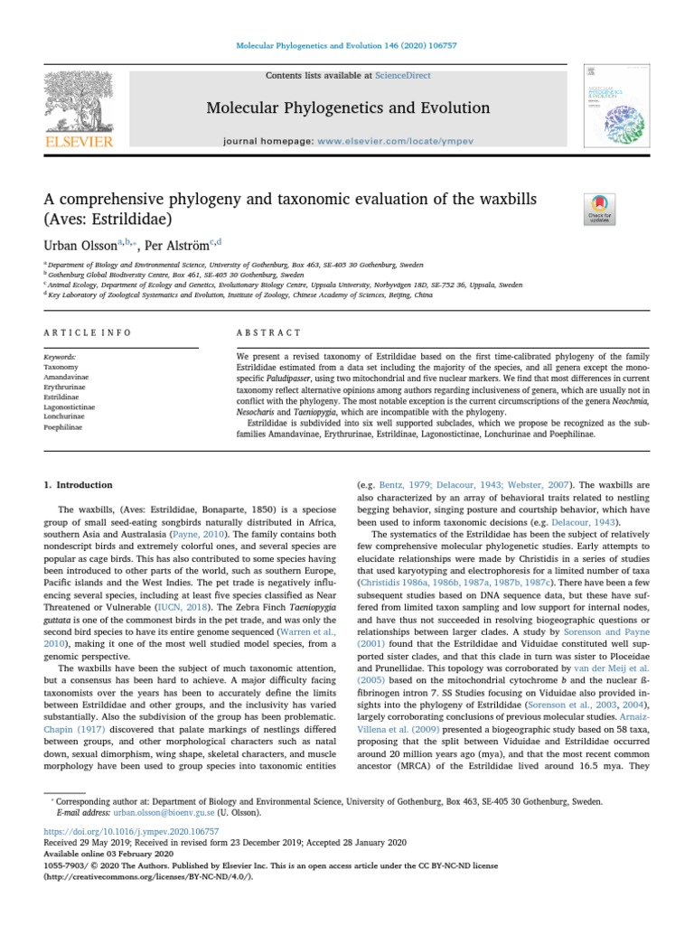 Molecular Phylogenetics and Evolution: A B C D | PDF | Phylogenetic ...
