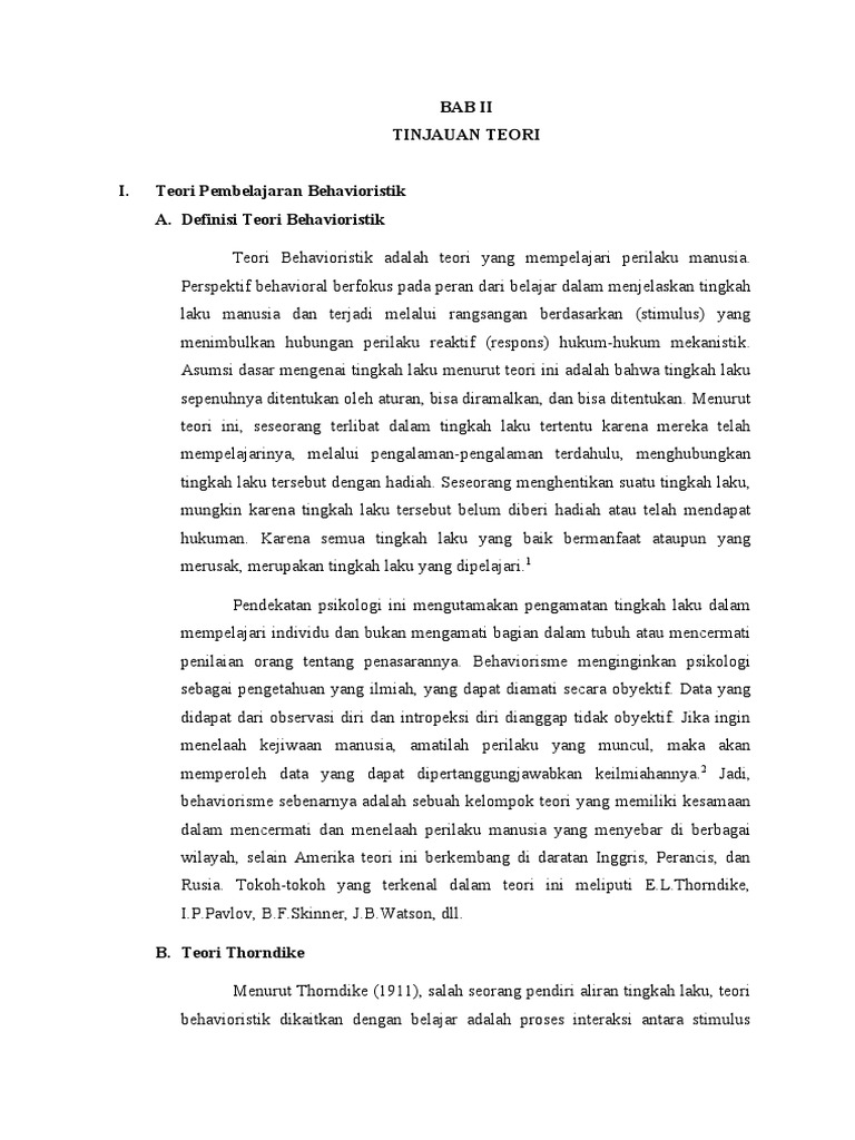 Teori Behavior, Humanistik Dan Kognitif | PDF