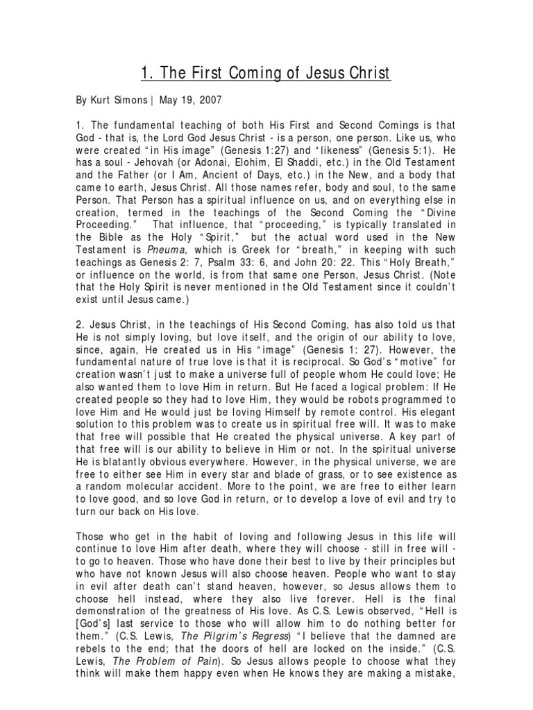1 The First Coming of Jesus Christ | PDF | Second Coming | Jesus