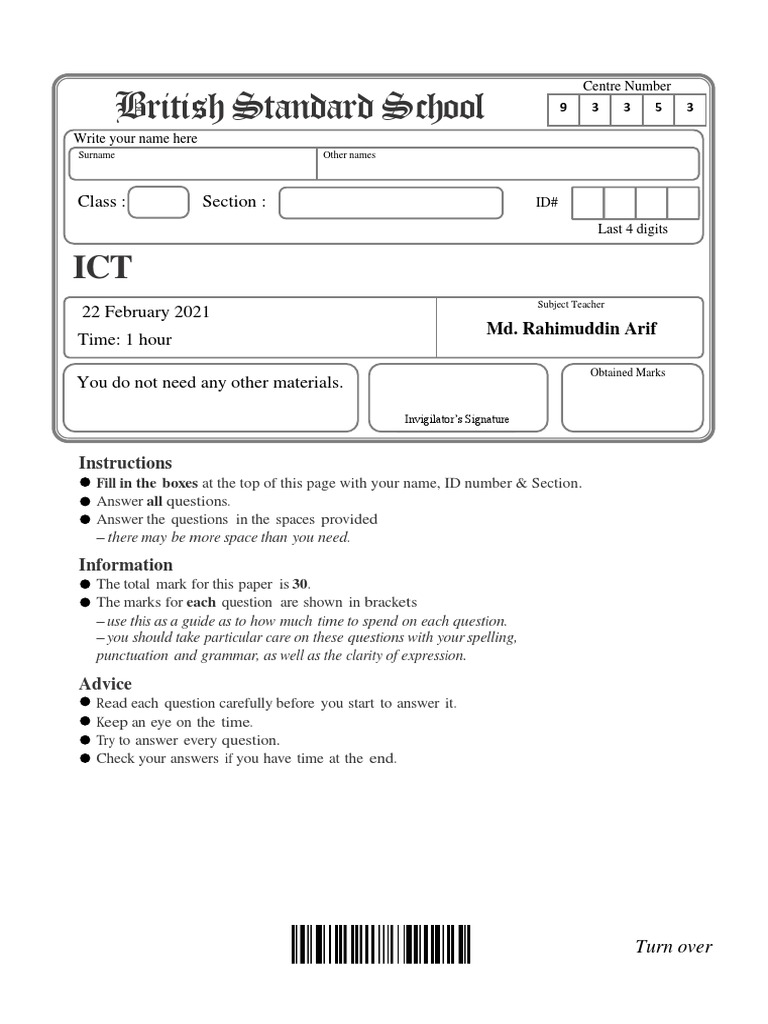 Igcse Ict Fundamental Computer Mock 1 | PDF | Computing | Information Age