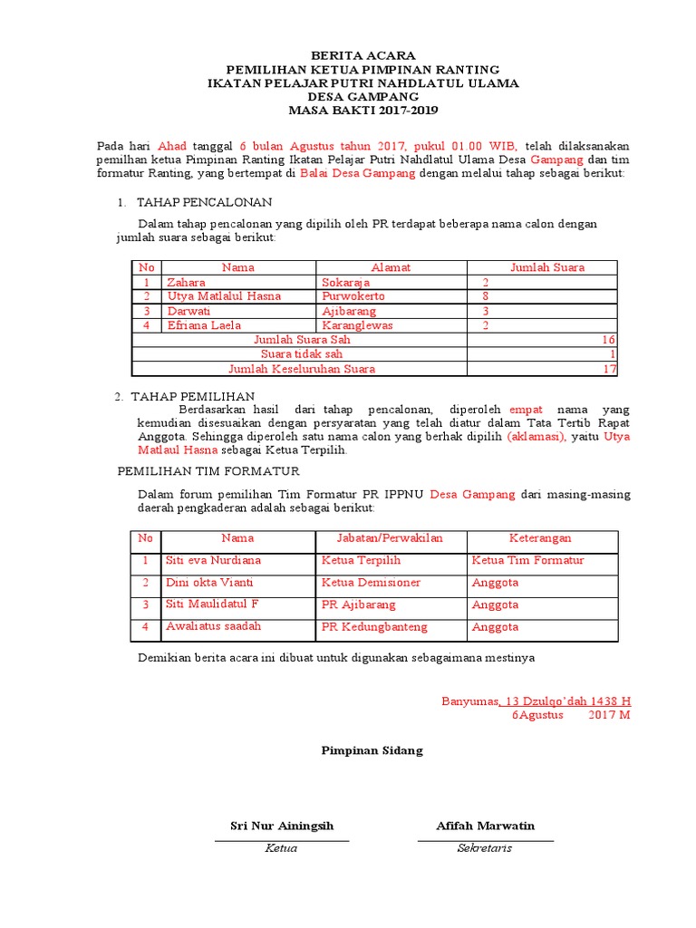 Contoh Pengajuan SP IPPNU (BA) | PDF