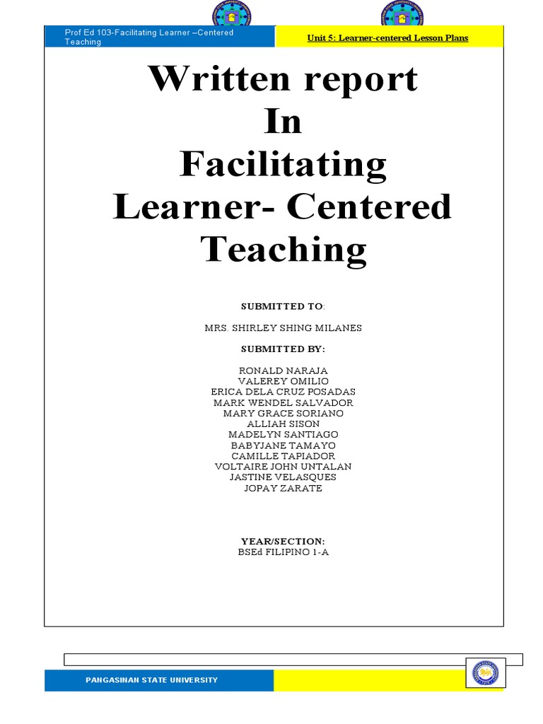 Written Report in Facilitating Learner-Centered Teaching | PDF | Lesson ...