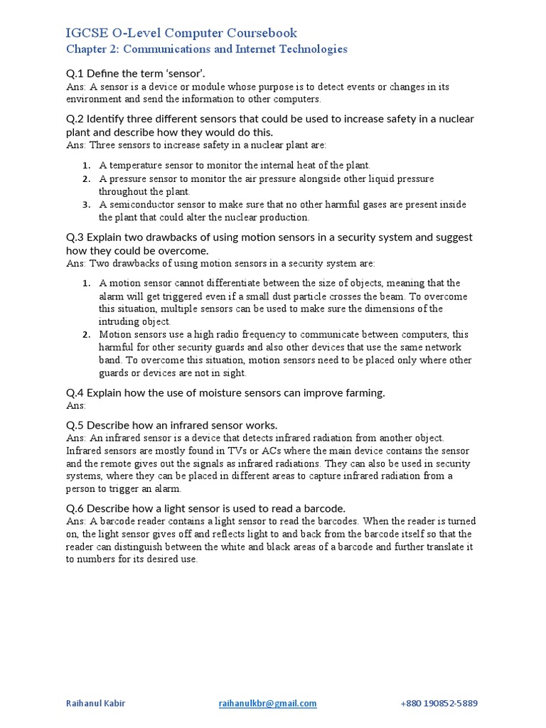 IGCSE O-Level Computer Coursebook: Chapter 2: Communications and Internet Technologies | PDF ...