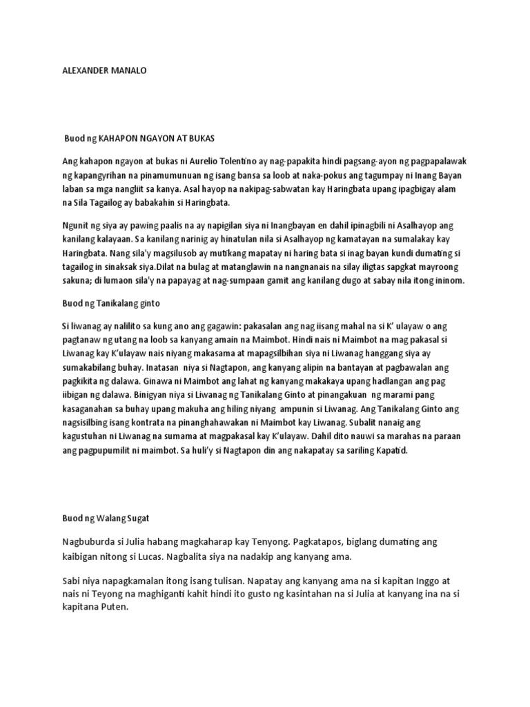 Buod, Alexander Manalo | PDF