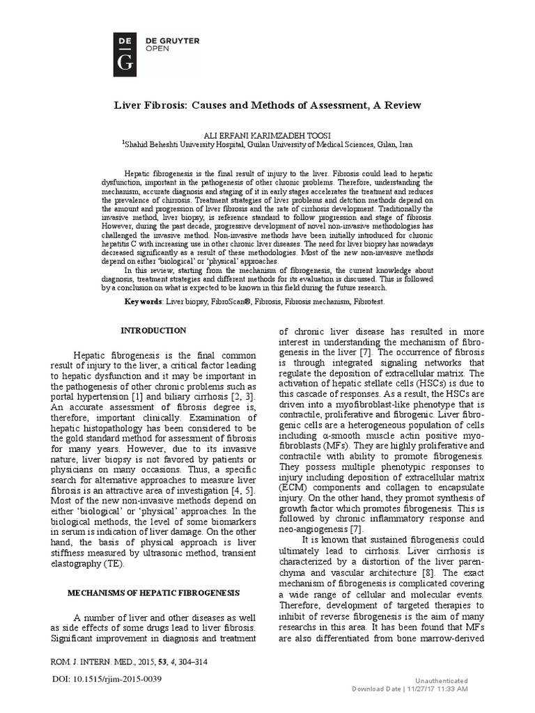Liver Fibrosis Causes and Methods of Assessment A | PDF | Cirrhosis ...