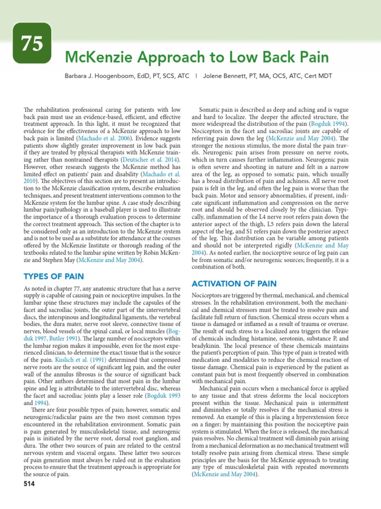 McKenzie Method for Low Back Pain | PDF | Self-Improvement | Wellness